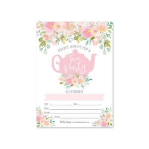 25 tea party birthday invitations girl tea party invites for girls - princess tea party invitations for girls birthday invitations, girl birthday party invitations tea party birthday invites for girls