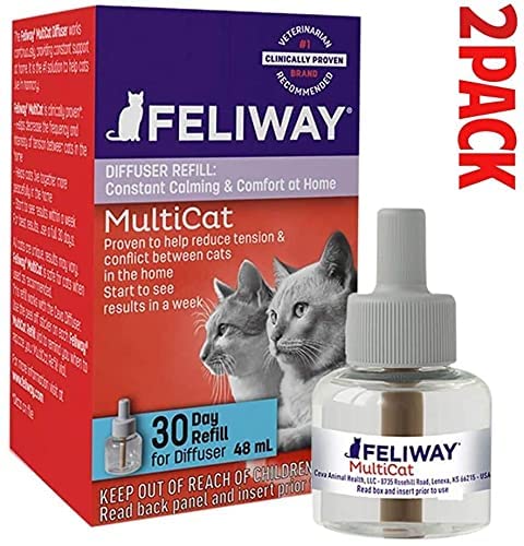 Feliway MultiCat Diffuser Refill (48 mL) | Constant Harmony & Calming Between Cats at Home (2 Pack(48 ml))