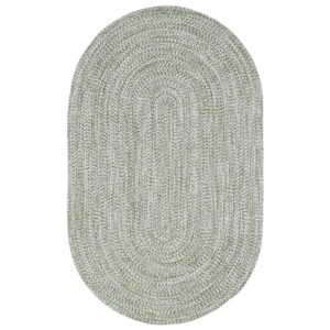 Superior Kinallen Reversible Braided Oval Indoor/Outdoor Area Rug for Living Room Bedroom Office Kitchen Dining Washable Rugs, 6' x 9', Green-White