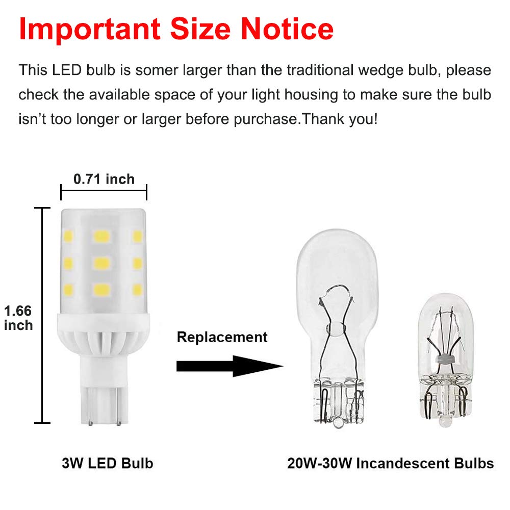 Makergroup Landscape Bulbs T5 T10 Wedge Base LED Light 12VAC/DC 3Watt Warm White 2700K-3000K for Outdoor Landscape Lighting Path Lights Deck Stair Step and RV Travel Tailer Lights 6-Pack