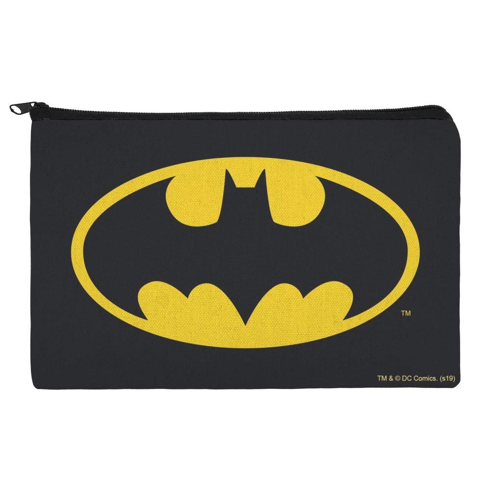 Batman Classic Bat Shield Logo Pencil Pen Organizer Zipper Pouch Case