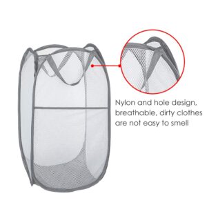 WD&CD 2PCS Laundry Baskets Foldable Pop Up Mesh Washing Laundry Basket Bag Bin Hamper Toy Tidy Storage Organiser Organizer(Gray)