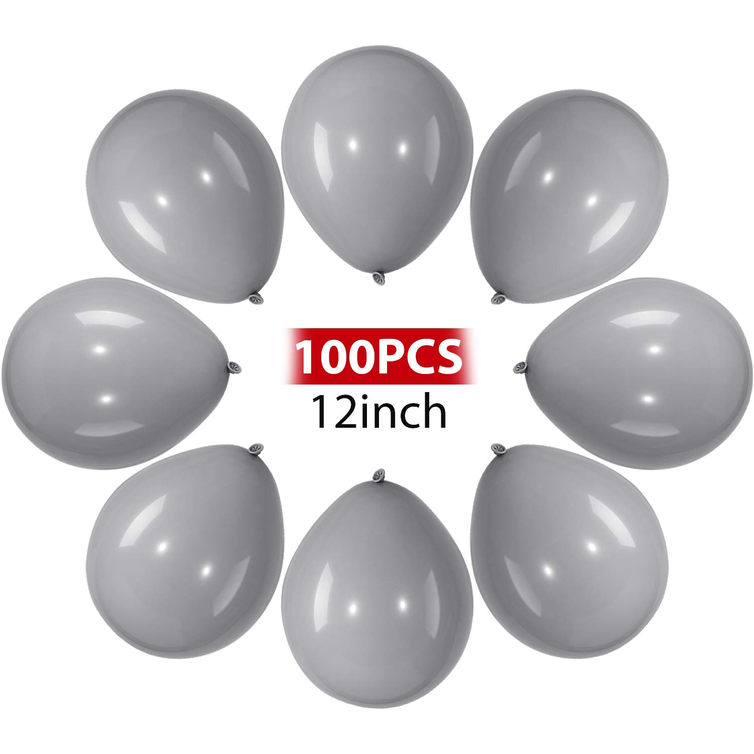 Gray Balloons 100 Pack 12 Inch Party Balloons Gray Latex Balloons for Weddings, Birthday Party, Bridal Shower, Party Decoration (Gray, 12 Inch)