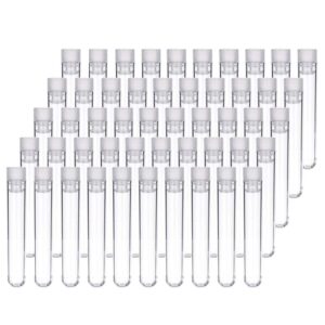 50 pieces test tubes with caps clear plastic 16x100mm(10ml) test tube set with caps for scientific experiments, party, decorate the house, candy storage