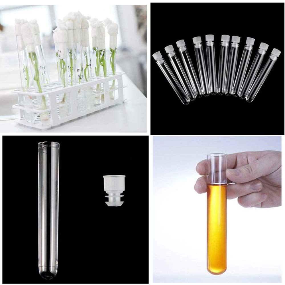 50 Pieces Test Tubes with Caps Clear Plastic 16x100mm(10ml) Test Tube Set with Caps for Scientific Experiments, Party, Decorate The House, Candy Storage