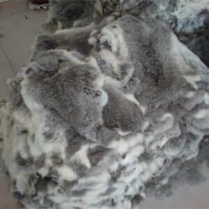 Natural Tanned Rabbit Fur Hide (10" by 12" Rabbit Pelt with Sewing Quality Leather) (Natural Gray)