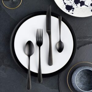 Amefa Austin 18/0 Stainless Steel Flatware Set - Matte Black - 20 Piece Place Setting - Service for 4 - Knife & Fork Spoon Set - Amefa Cutlery Set - Amefa Flatware Set - Modern Silverware Set