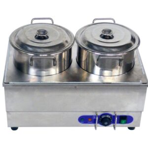 INTBUYING 2 Pan Food Soup Warmer Stove Bain Marie Commercial Canteen Buffet Steam Heater Stainless Steel with 2 Pots 110V 1500W