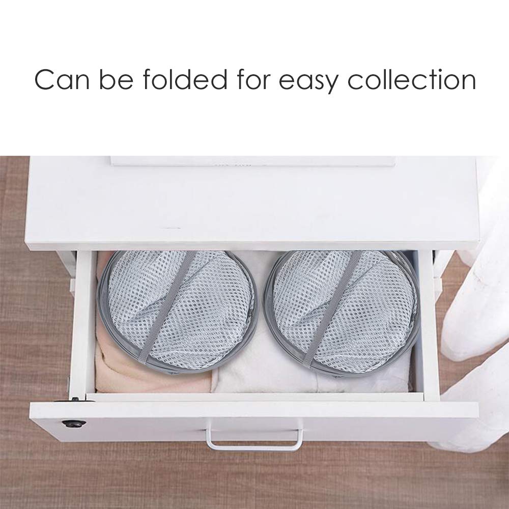 WD&CD 2PCS Laundry Baskets Foldable Pop Up Mesh Washing Laundry Basket Bag Bin Hamper Toy Tidy Storage Organiser Organizer(Gray)