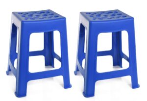 mintra home light duty plastic stools 2pk (18in height, dark blue)