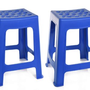 Mintra Home Light Duty Plastic Stools 2pk (18in Height, Dark Blue)