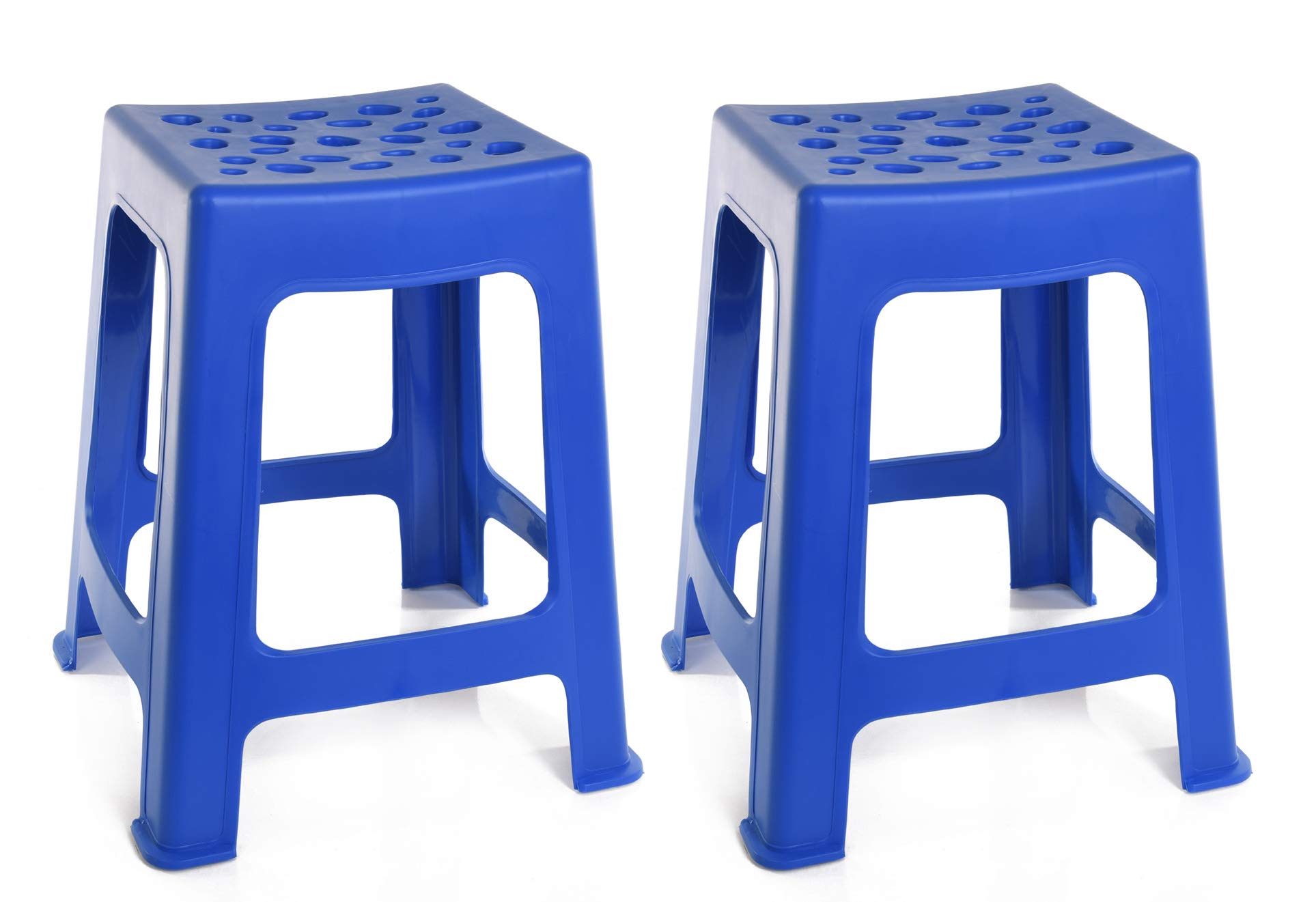 Mintra Home Light Duty Plastic Stools 2pk (18in Height, Dark Blue)