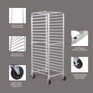 Sandinrayli Bakery Rack, 20-tier Bakers Rack with Wheels for Cooking, Cookie Cooling Rack for Half & Full Sheet Pan, Steel Commercial Baking Rack for Kitchen Baking Sheet,26" L X 20" W X 72" H