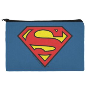 superman classic s shield logo pencil pen organizer zipper pouch case