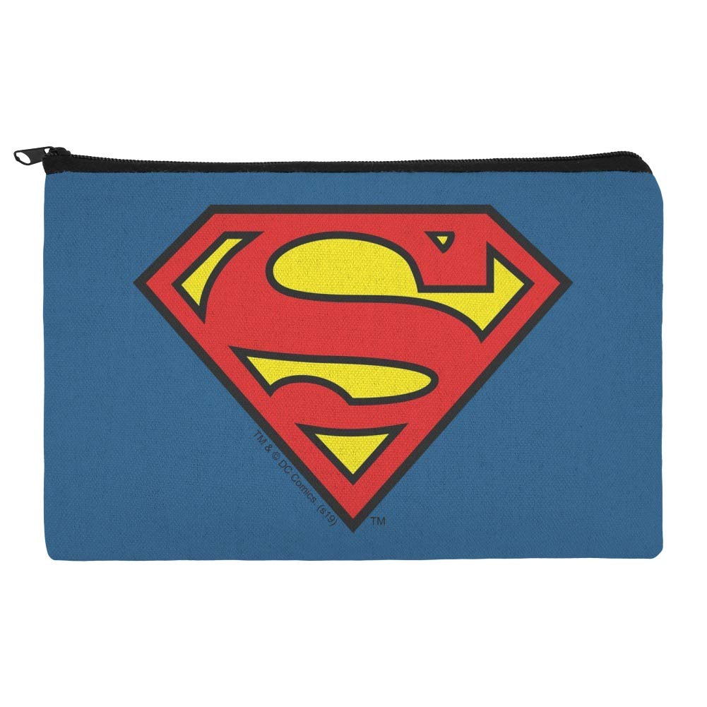 Superman Classic S Shield Logo Pencil Pen Organizer Zipper Pouch Case