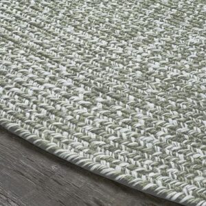 Superior Kinallen Reversible Braided Oval Indoor/Outdoor Area Rug for Living Room Bedroom Office Kitchen Dining Washable Rugs, 6' x 9', Green-White