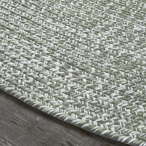 Superior Kinallen Reversible Braided Oval Indoor/Outdoor Area Rug for Living Room Bedroom Office Kitchen Dining Washable Rugs, 6' x 9', Green-White