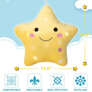 DearSun 13''Creative Twinkle Star Colorful Night Light Plush Pillows Light up Night Stuffed Toys Perfect for Birthday Christmas Holiday Valentines (Yellow)