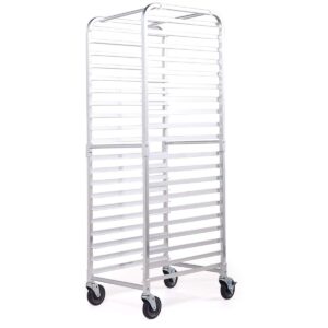 sandinrayli bakery rack, 20-tier bakers rack with wheels for cooking, cookie cooling rack for half & full sheet pan, steel commercial baking rack for kitchen baking sheet,26" l x 20" w x 72" h