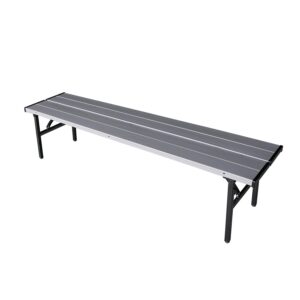 gl global life collapsible portable picnic table benches, folding benches seat for outside seating, soccer, sports team bench, beach, sideline, camping, foldable bench iron tubes, grey-71.06"