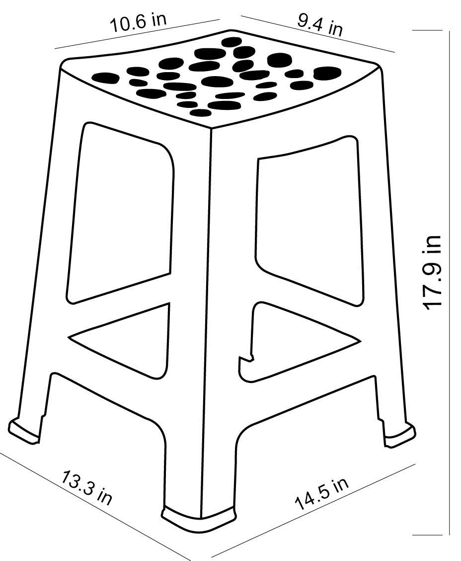 Mintra Home Light Duty Plastic Stools 2pk (18in Height, Dark Blue)