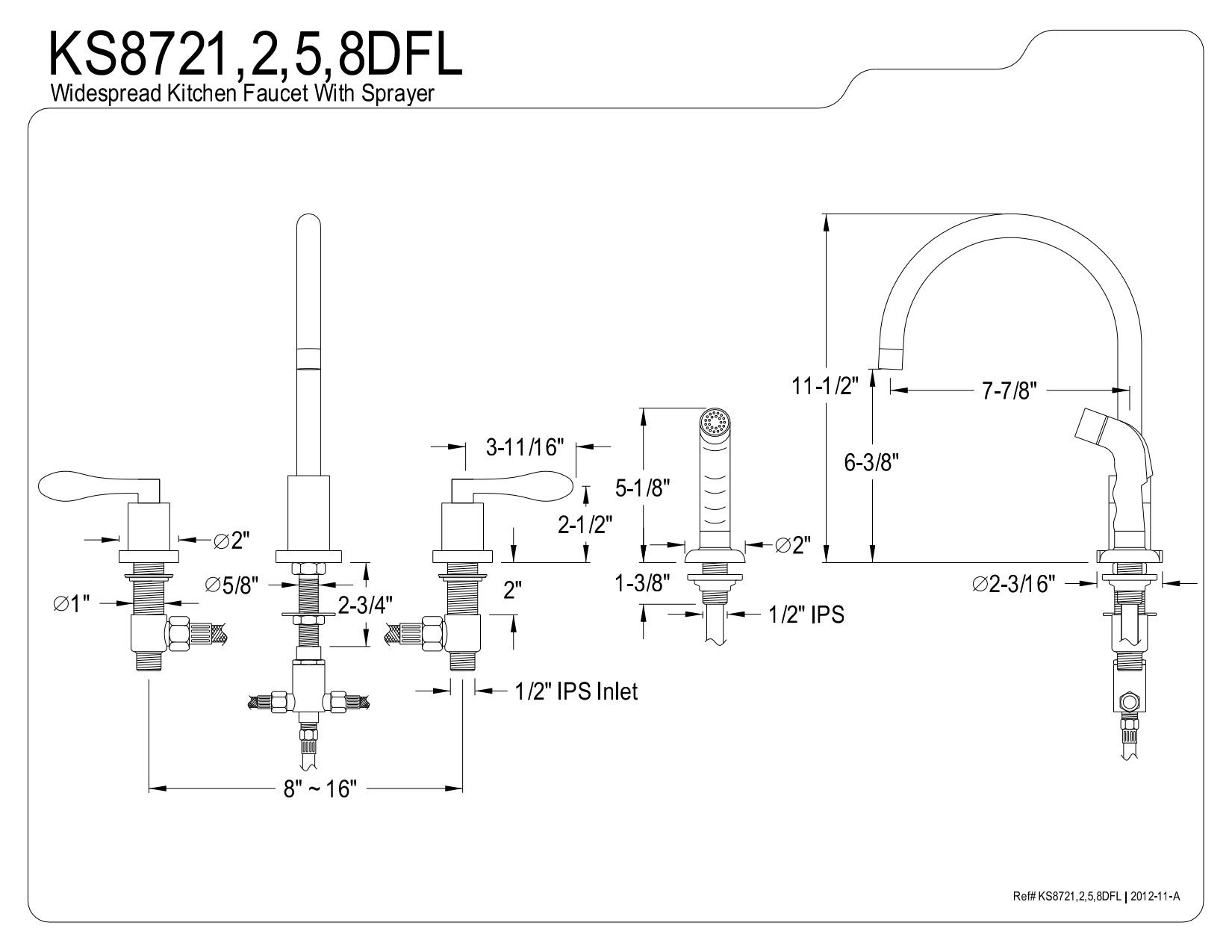 Kingston Brass KS8728DFL Widespread Kitchen Faucet, Brushed Nickel