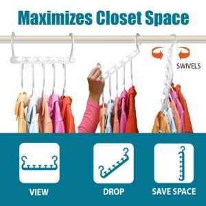 Wonder Hanger Max 10-Pack Space Saving Hangers, Reinforced Hooks Swivels 360°, Cascading Hanger, College Dorms & Storage Closet Organizer, Fully Assembled – White