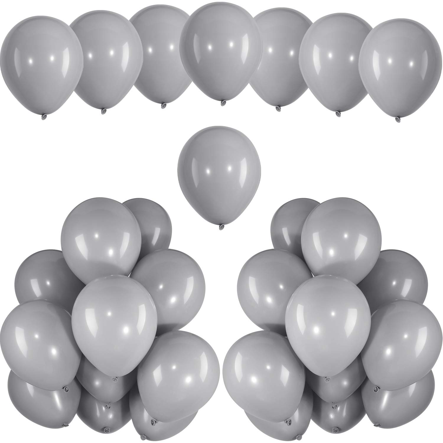 Gray Balloons 100 Pack 12 Inch Party Balloons Gray Latex Balloons for Weddings, Birthday Party, Bridal Shower, Party Decoration (Gray, 12 Inch)