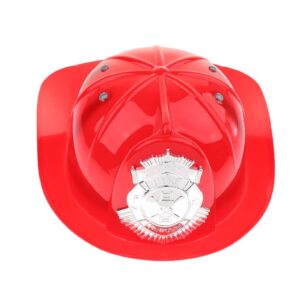 firefighter hat helmet fireman party dress up hat kids pretend chief hat halloween party role play toy –red