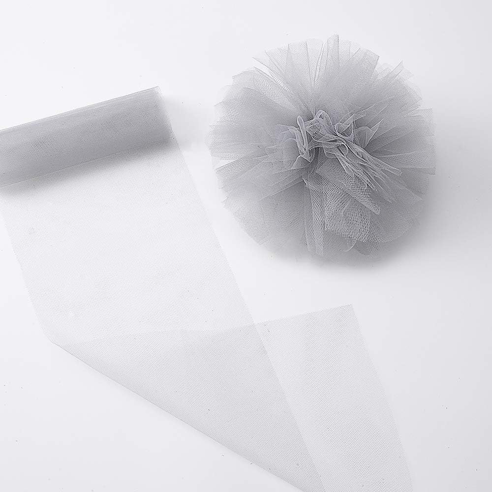 Tulle Roll Spool Fabric for Sewing, Table Skirt and Wedding Decoration, 6 Inches by 100 Yards! (Grey)