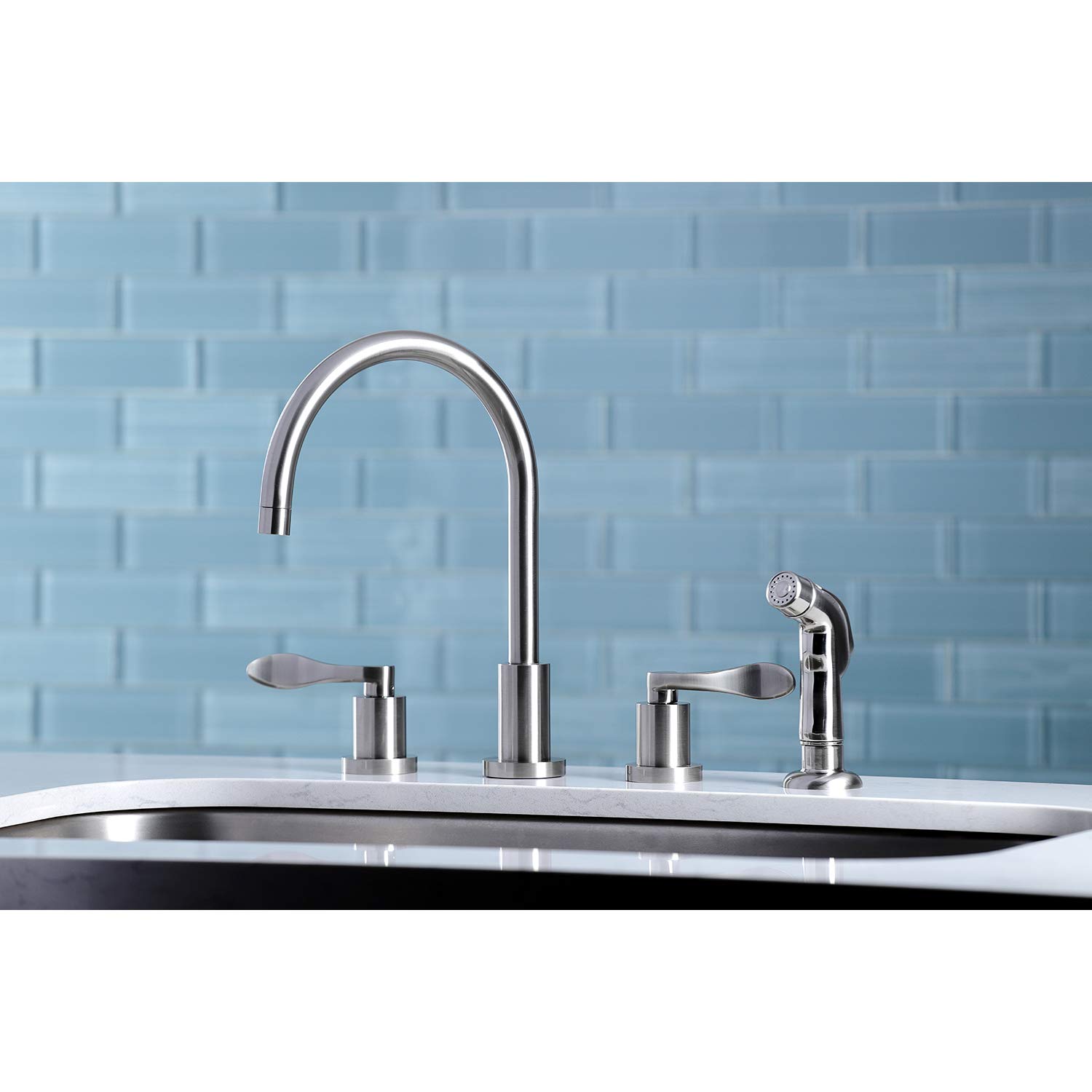 Kingston Brass KS8728DFL Widespread Kitchen Faucet, Brushed Nickel