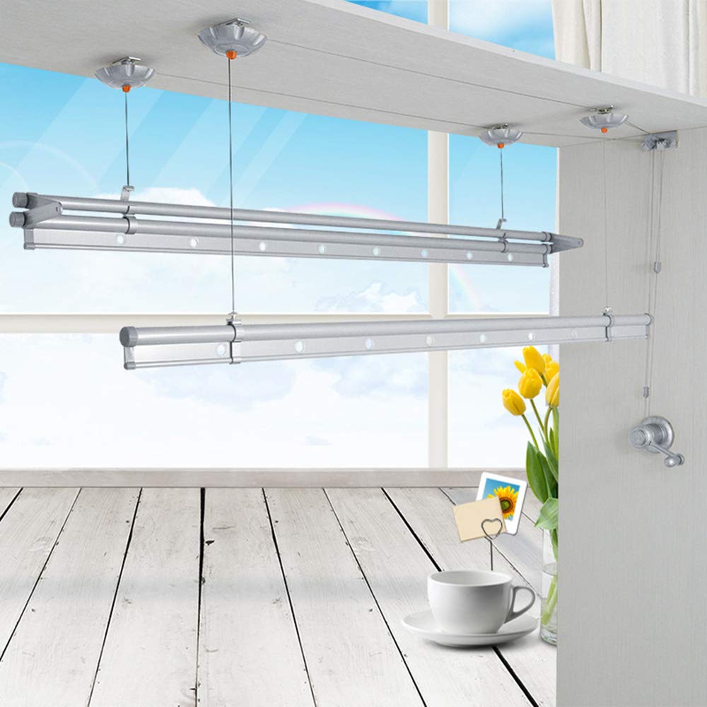 Drying Rack Clothes Airer Ceiling Pulley Maid Traditional Mounted Clothing Dryer Laundry 150cm