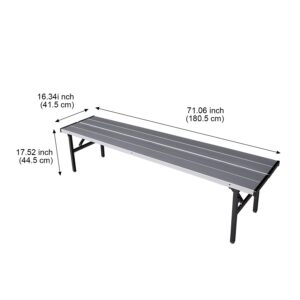 GL GLOBAL LIFE Collapsible Portable Picnic Table Benches, Folding Benches Seat for Outside Seating, Soccer, Sports Team Bench, Beach, Sideline, Camping, Foldable Bench Iron Tubes, Grey-71.06"