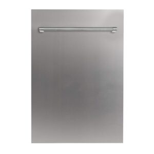 zline 18 in. top control dishwasher in stainless steel with stainless steel tub and traditional style handle