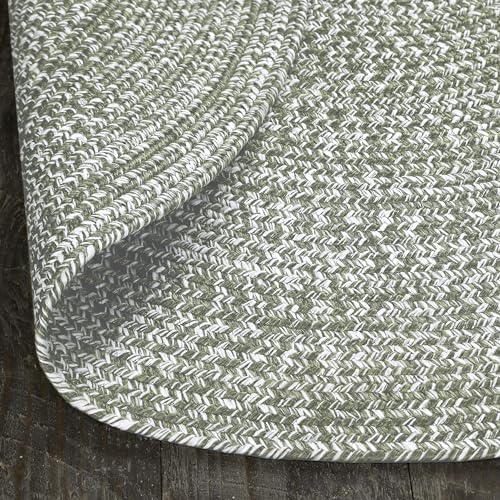 Superior Kinallen Reversible Braided Oval Indoor/Outdoor Area Rug for Living Room Bedroom Office Kitchen Dining Washable Rugs, 6' x 9', Green-White