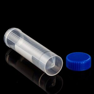 50 Pcs 50 ML Centrifuge Tubes ABuff Plastic Test Tubes with Blue Screw Caps, Clear Plastic 50ml Test Tube with Conical Bottom, Self Standing Leak-Proof PRP Tubes for Cold Storage