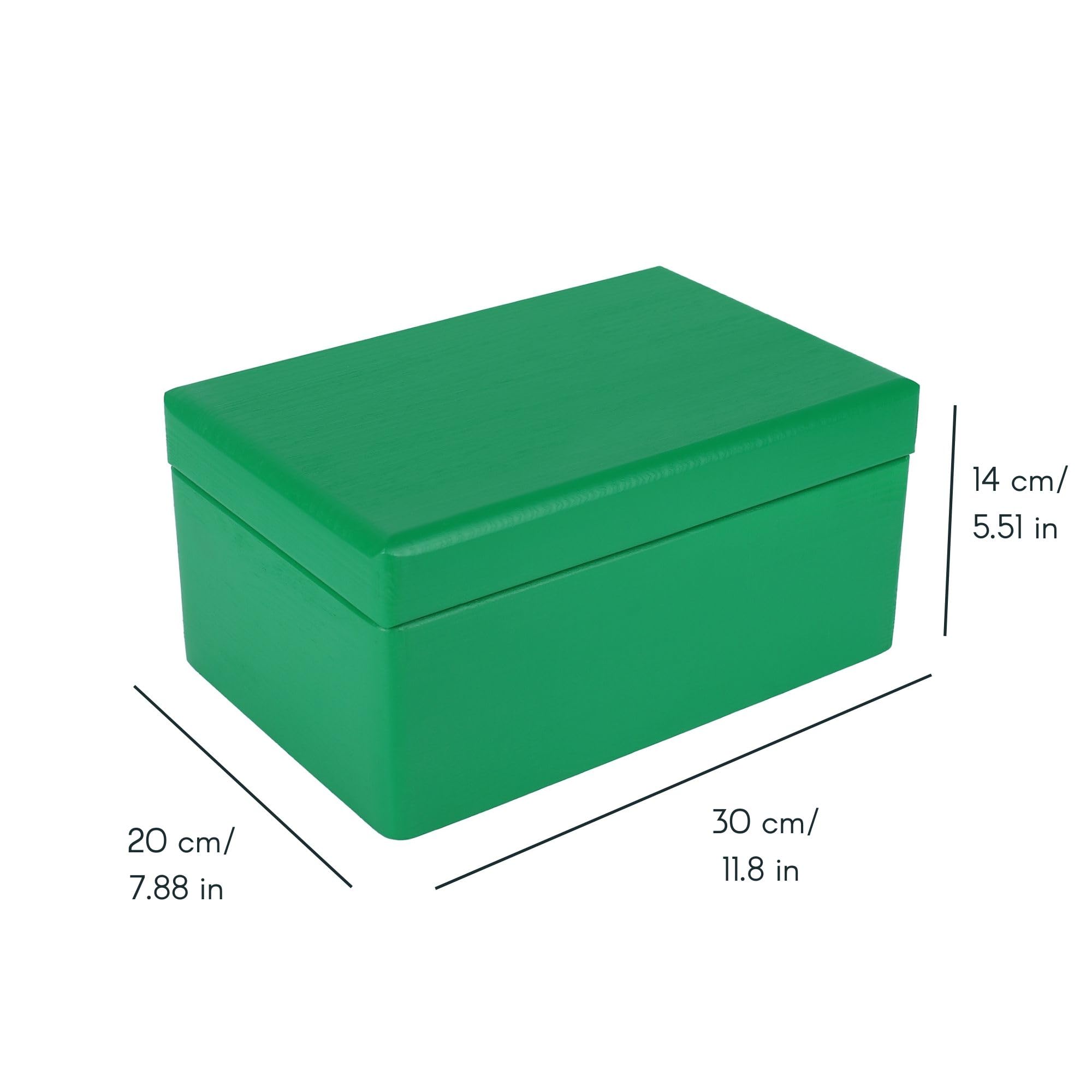 Creative Deco Large Green Wooden Box Storage with Hinged Lid | 11.8 x 7.87 x 5.51 inches (+-0.5) | Gift Box Storage | Product NOT Intended for 15 Years OR Below