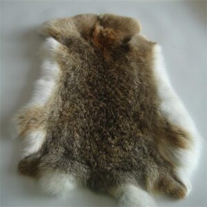 natural tanned rabbit fur hide (10" by 12" rabbit pelt with sewing quality leather)