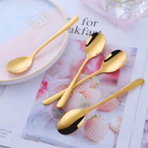 BuyGo 4-Piece Demitasse Espresso Spoon 6 Inch Rainbow Teaspoon for Cake Dessert Ice Cream Antipasto, Dishwasher Safe