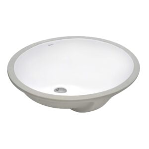 ruvati 16 x 13 inch undermount bathroom vanity sink white oval porcelain ceramic with overflow - rvb0616