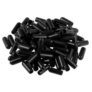 uxcell 100pcs rubber end caps 4mm id vinyl round tube bolt cap cover screw thread protectors black