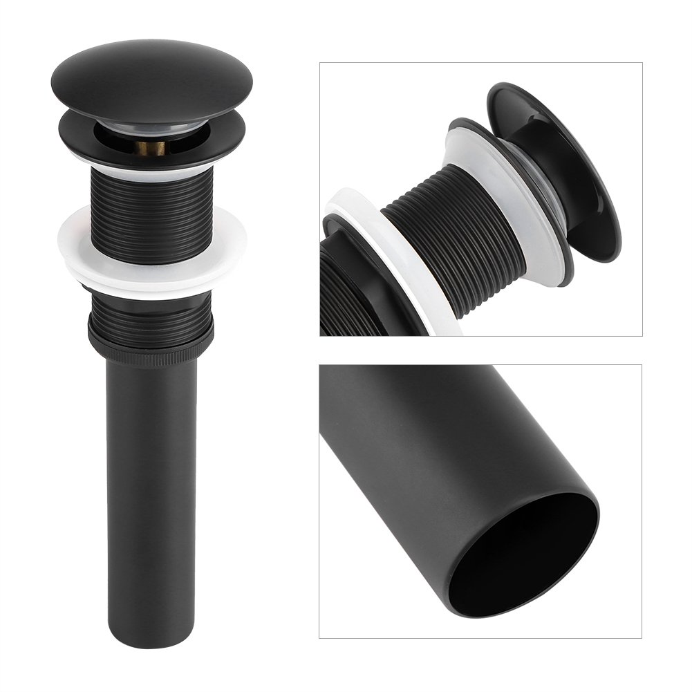 Drain Stopper, Sink Drain Up Basin Sink Solid Brass Drain Stopper for Home Kitchen Bathroom Faucet Vessel Vanity Sink Black