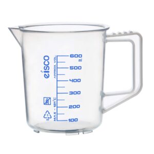 EISCO Measuring Jug, 600ml - Polypropylene - Screen Printed Graduations, Spout & Handle for Easy Pouring - Excellent Optical Clarity