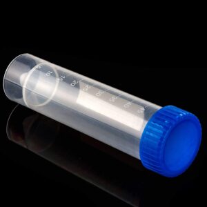 50 Pcs 50 ML Centrifuge Tubes ABuff Plastic Test Tubes with Blue Screw Caps, Clear Plastic 50ml Test Tube with Conical Bottom, Self Standing Leak-Proof PRP Tubes for Cold Storage