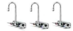 t&s brass b-1115-132x work board faucet, wall mount, 4" centers, 132x gooseneck, lever handles (pack of 3)