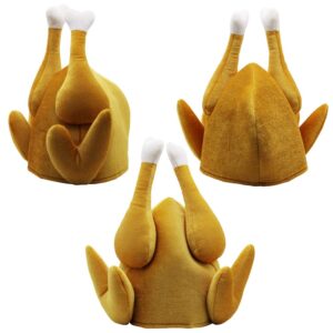 yosager 3 pack men's roasted turkey hat, thanksgiving halloween turkey costume funny hat for christmas holiday party favors party supplies