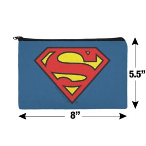 Superman Classic S Shield Logo Pencil Pen Organizer Zipper Pouch Case