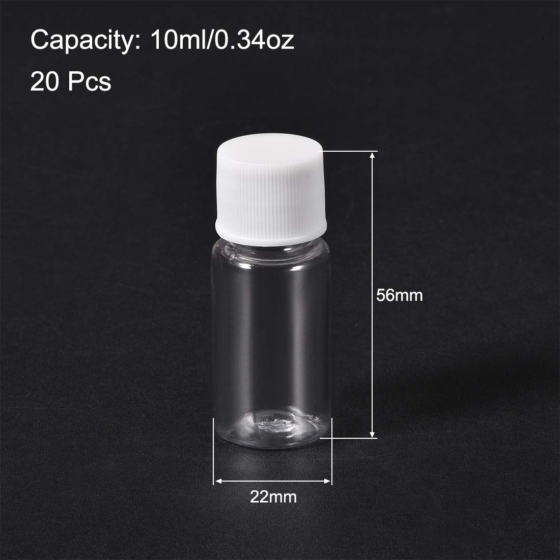 uxcell Plastic Lab Chemical Reagent Bottle, 10ml/0.34oz Wide Mouth Sample Sealing Liquid Storage Container, Transparent 20pcs