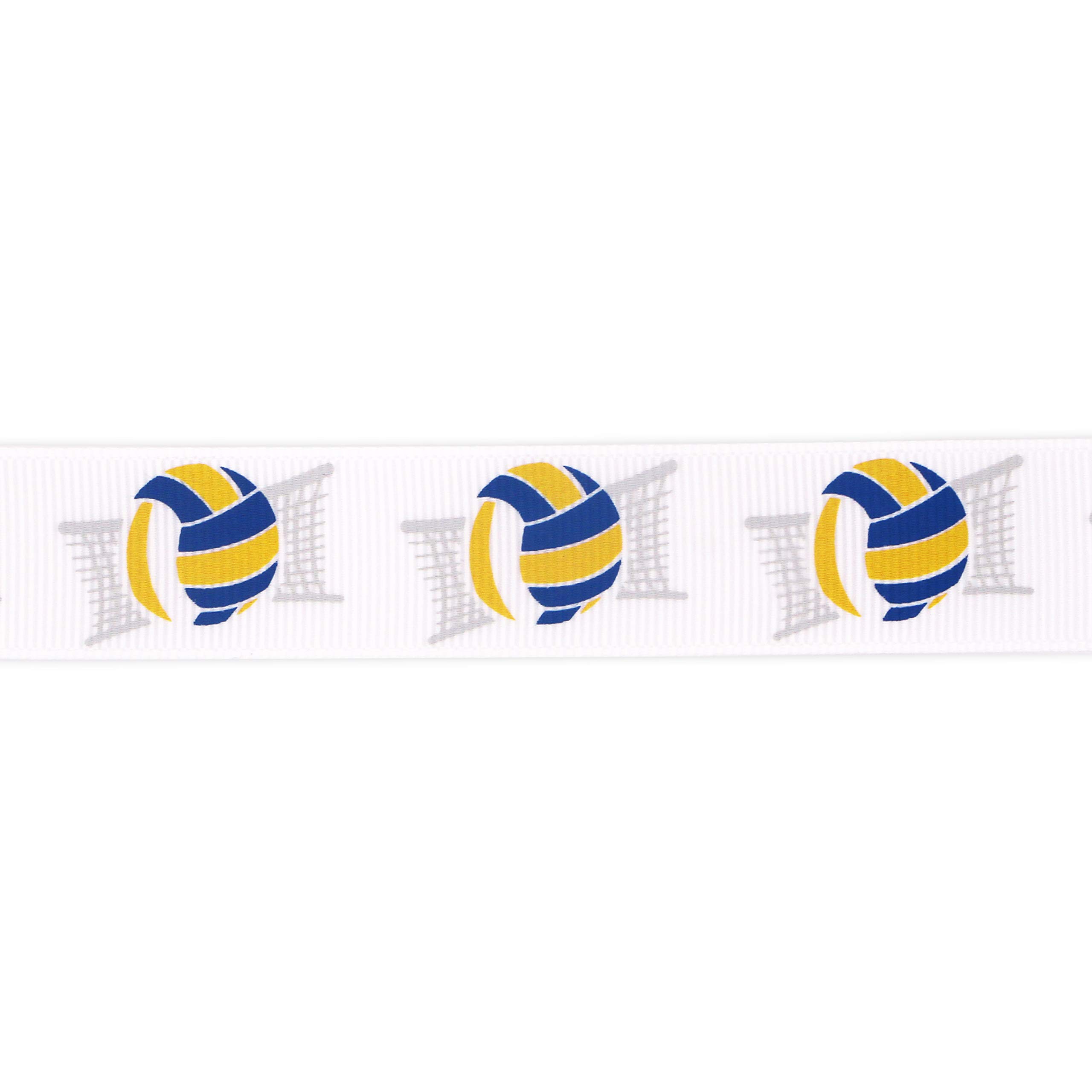 Ribbli Grosgrain Volleyball Craft Ribbon,7/8-Inch,10-Yard Spool, Blue/White/Yellow/Gray,Use for Team Hair Bows,Wreath,Sport Lanyards,Gift Wrapping,Party Decoration,All Crafting and Sewing