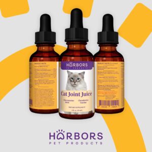 Harbor's Cat Hip Helper - Cat Joint Supplement Liquid for Fast Pain Relief, Smooth Younger HIPS. Natural Nutrients, Glucosamine, MSM, Chondroitin, Hyaluronic Acid, Yummy Organic Beef Flavor - 59 ml